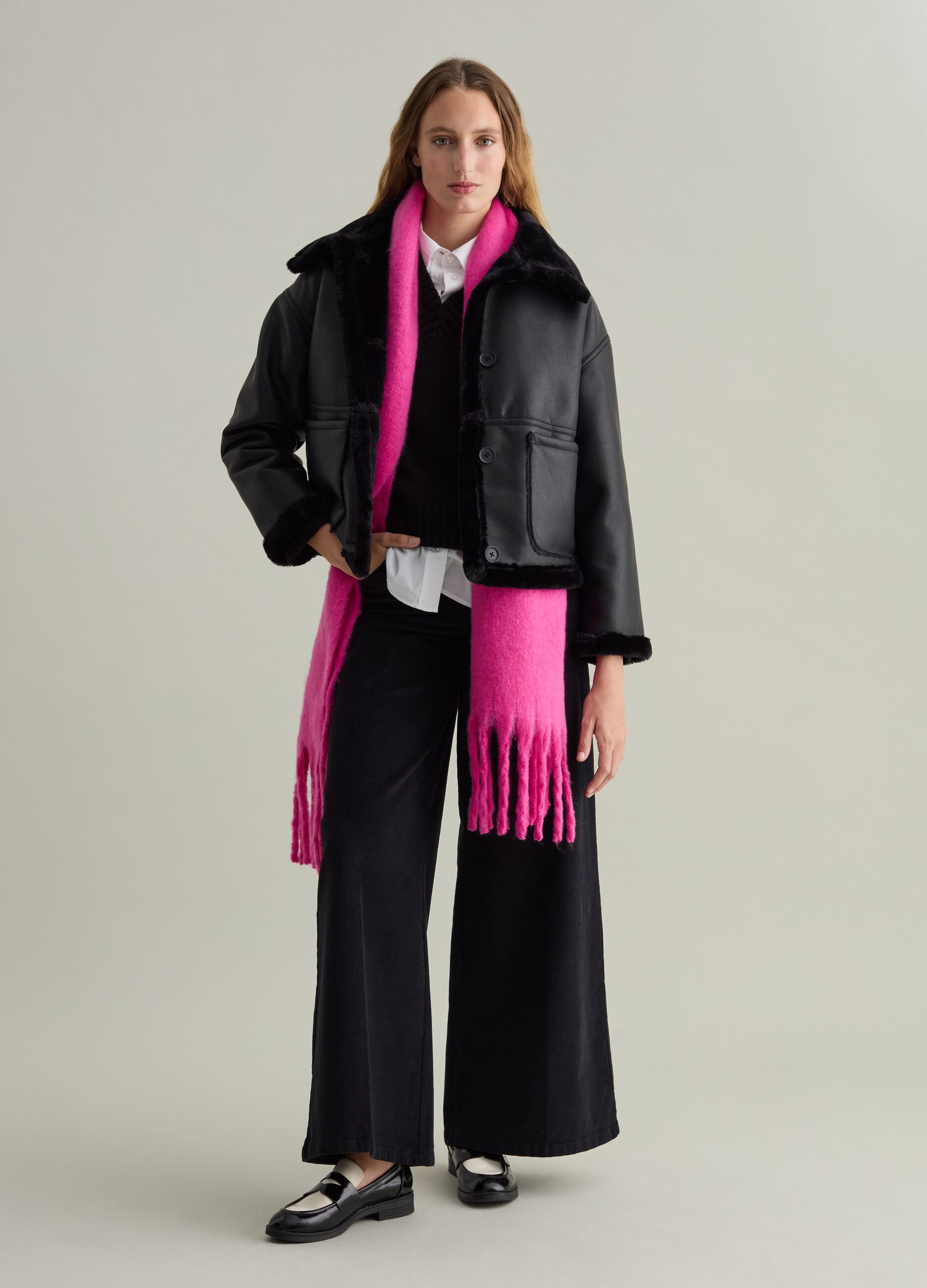 Glossy-effect sheepskin with teddy lining pour Femme | PIOMBO