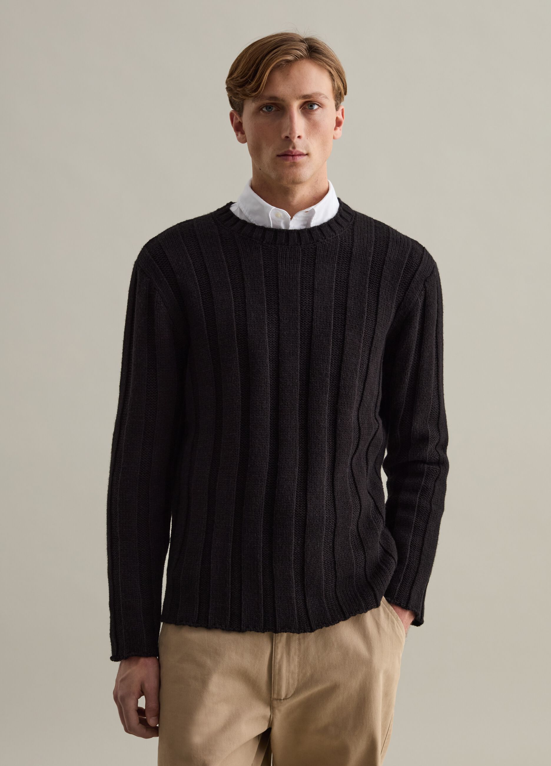 Man's Ribbed pullover with round neckline | PIOMBO
