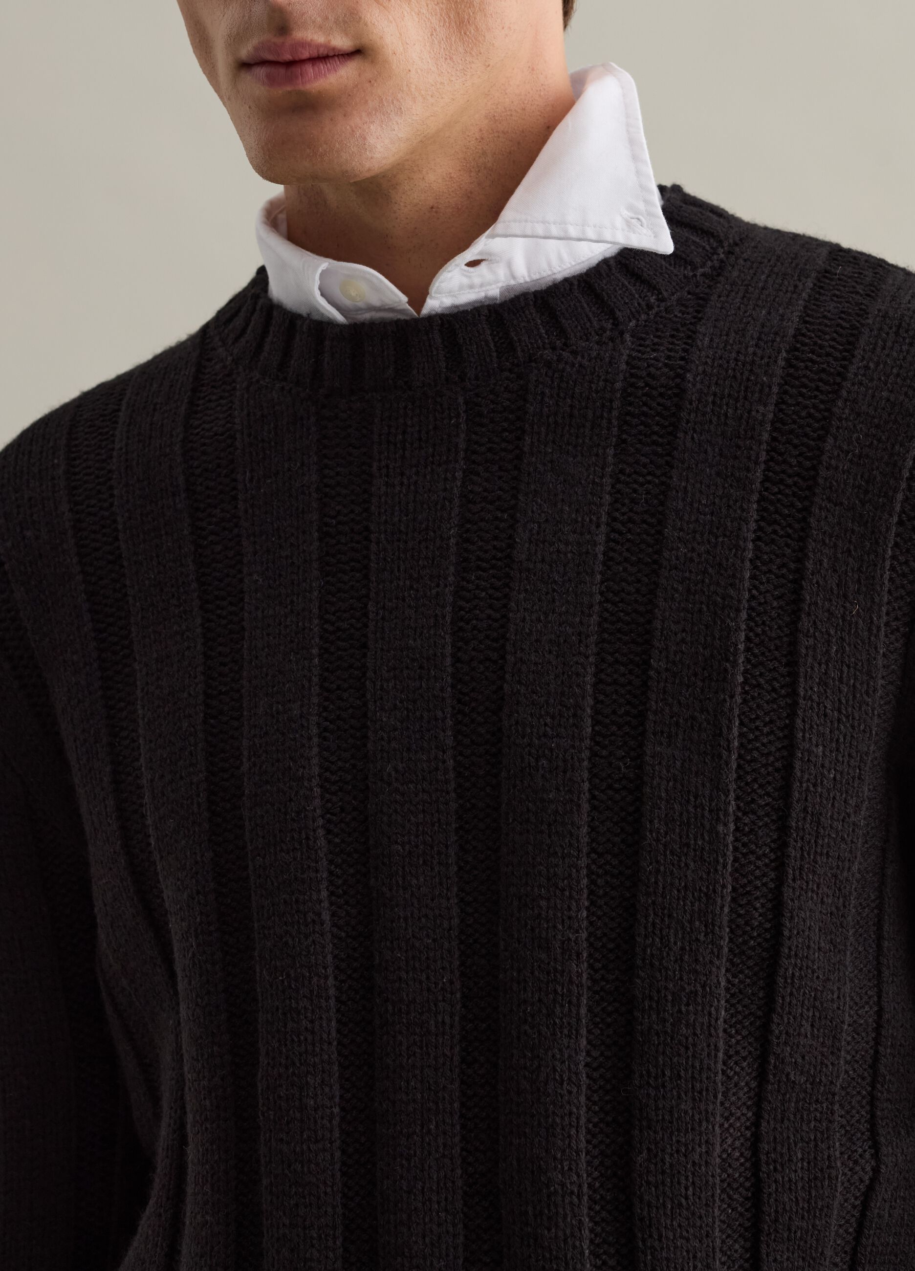 Man's Ribbed pullover with round neckline | PIOMBO