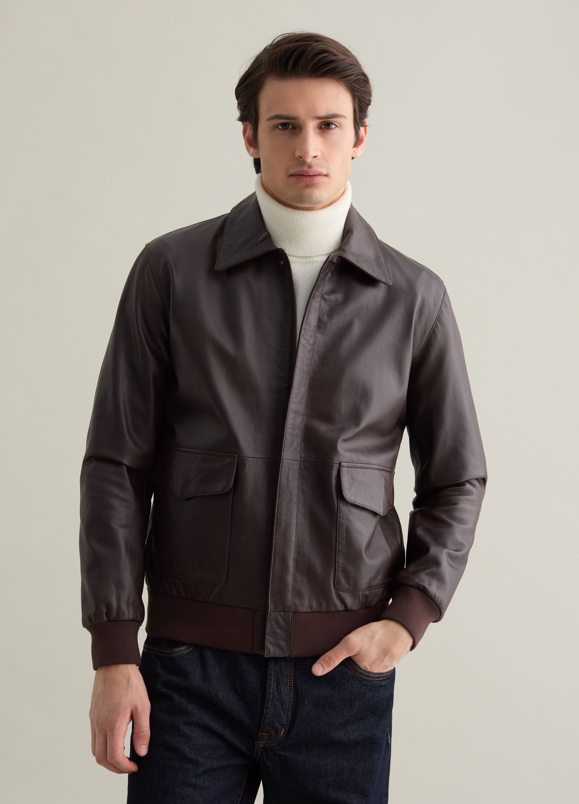 Man's Leather aviator jacket | PIOMBO Man's Leather aviator jacket | PIOMBO